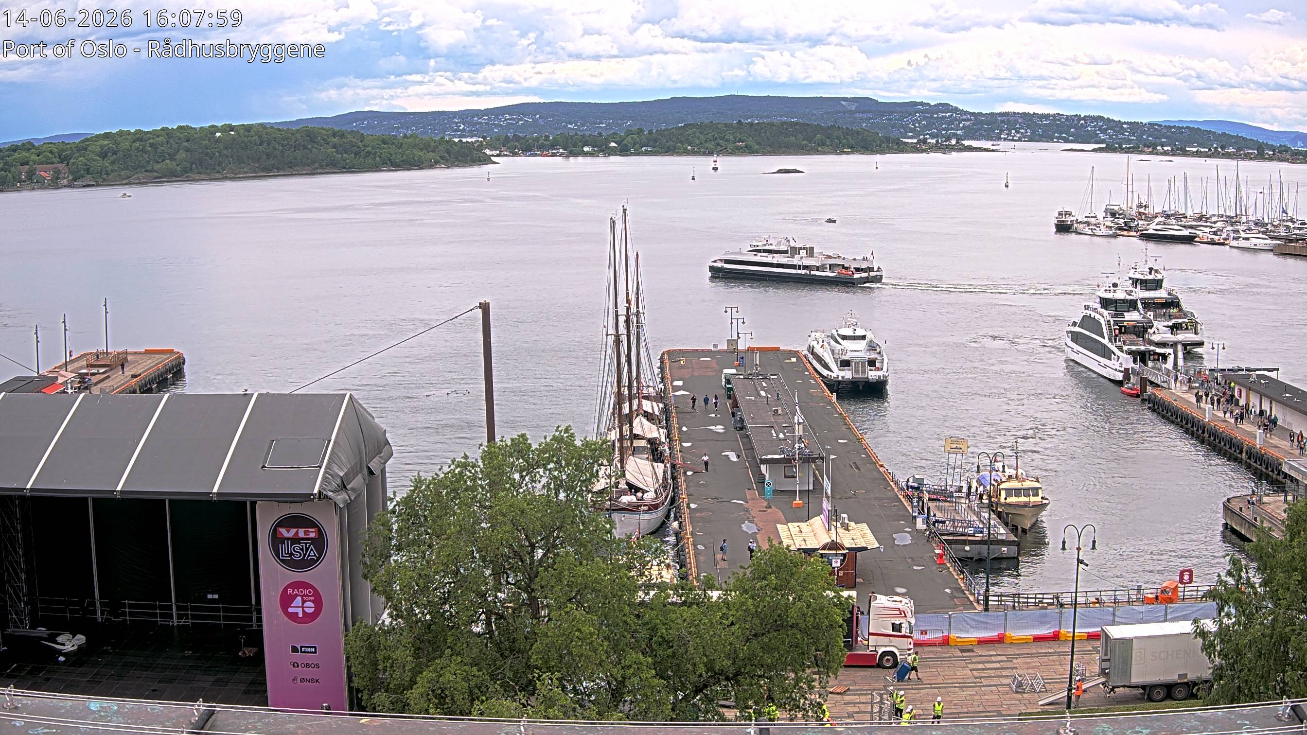 Webcam Oslo / Blick vom Rathaus auf den Oslofjord / Oslo / Norwegen
