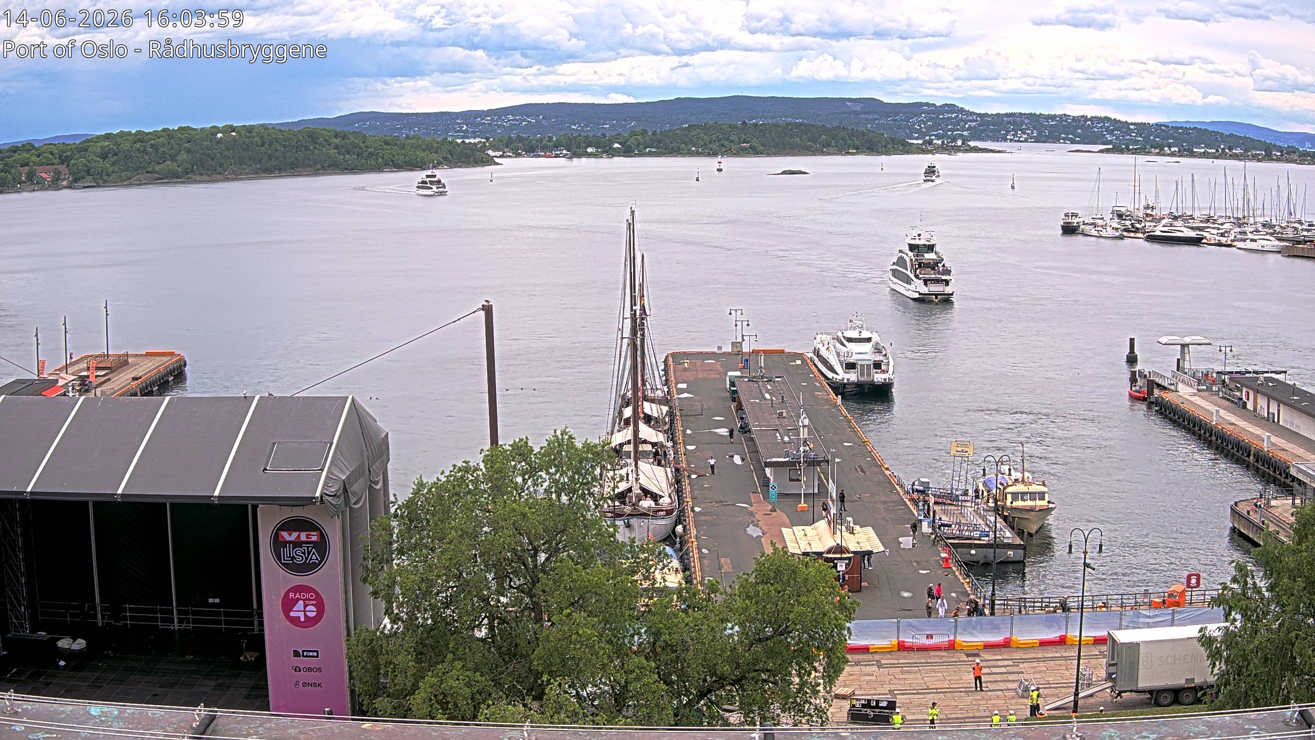 Webcam Oslo / Blick vom Rathaus auf den Oslofjord / Oslo / Norwegen
